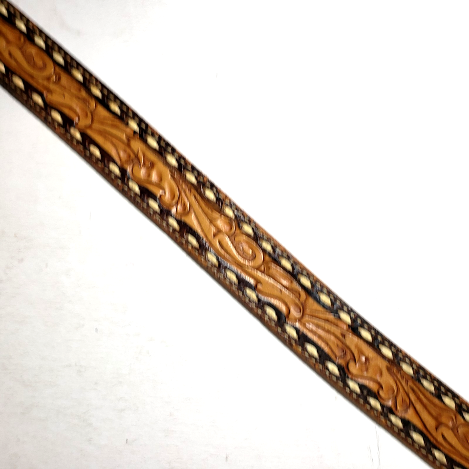 VTG Tony Lama Western Ranger Belt Sz 40 Brown Handtooled Lesther Made ...