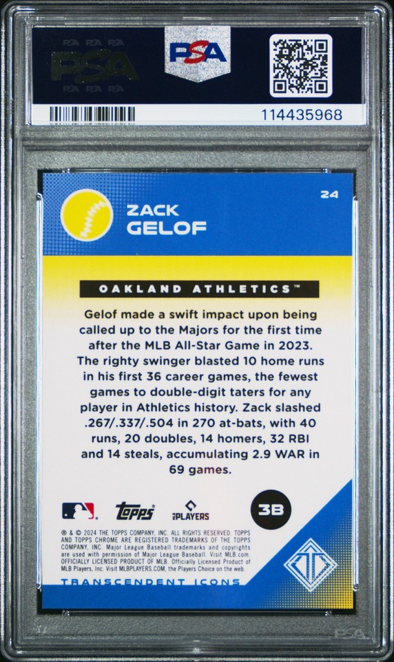 2024 TRANSCENDENT COLL TRANSCENDENT ICONS CHROME #24 ZACK GELOF 5/5 PSA ...