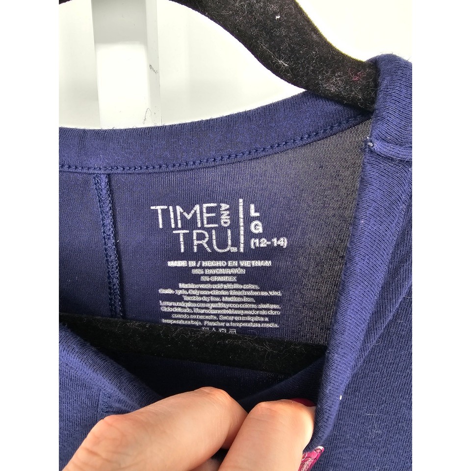 Time & Tru Women's Blue Round Neck Sleeveless Rayon Midi Dress Size L/G ...