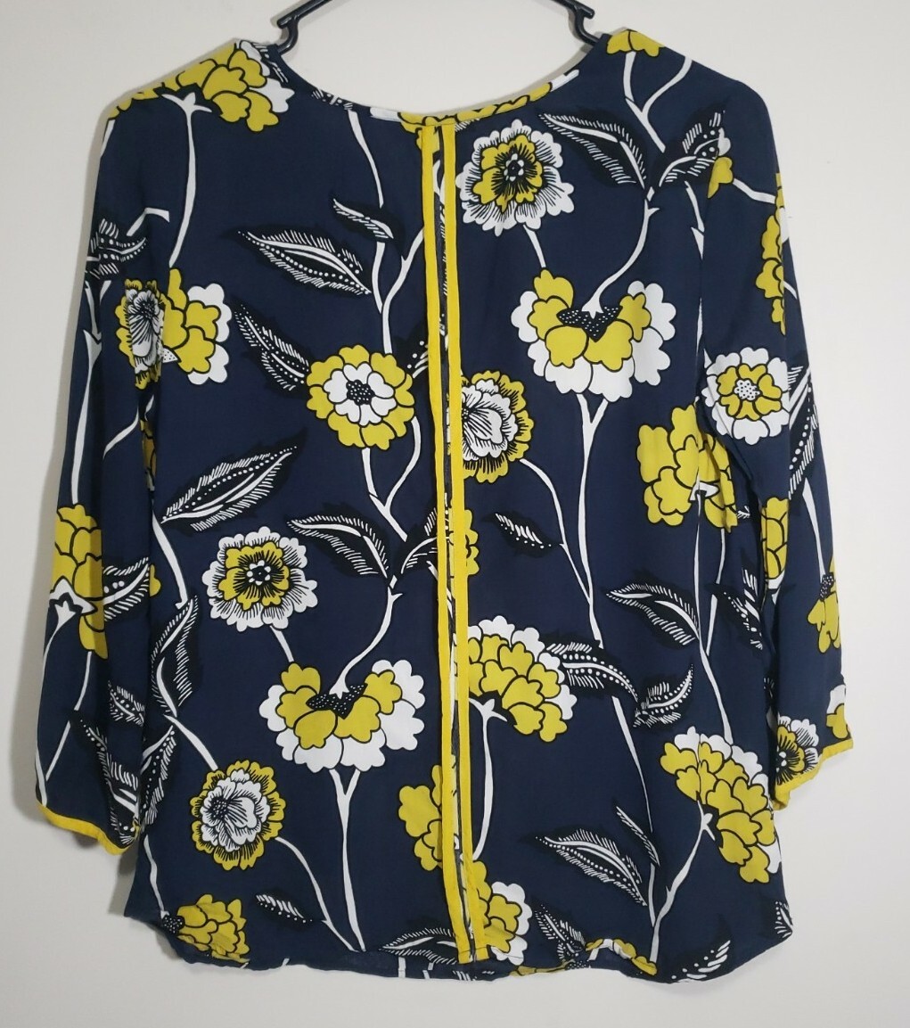 Boden Isabelle Navy/Yellow Floral Blouse Women's Size4 - Gem