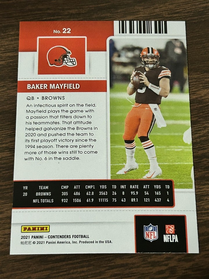 2021 Panini Contenders Football BAKER MAYFIELD NM #22 CLEVELAND BROWNS ...