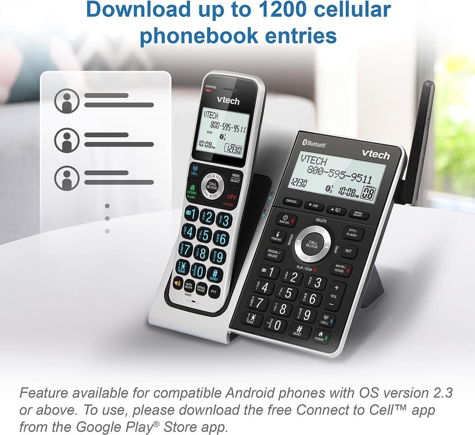 VTech Cordless Home Phone Answering System Bluetooth Call Block 3 ...