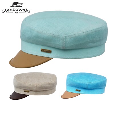 Sterkowski FIDDLER Linen Genuine Leather Summer Cap Breton Fisherman ...