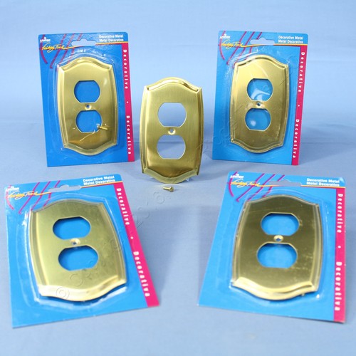 5 Leviton Brass Metal 1-Gang Receptacle Wallplate Duplex Outlet Covers ...
