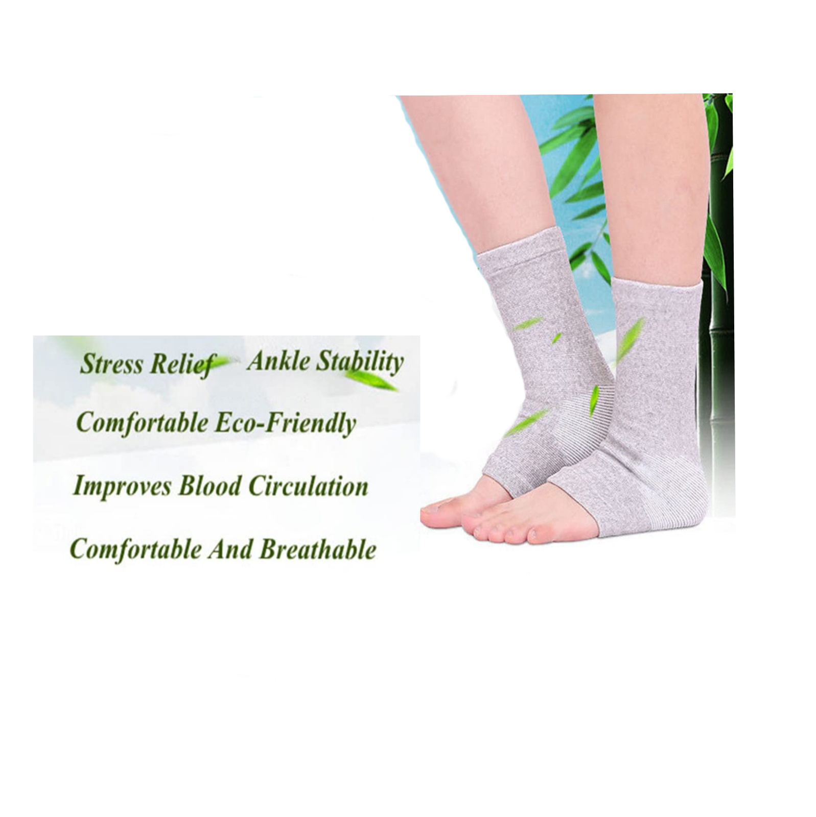 ORTHOPEDIC BAMBOO COMPRESSION ANKLE SUPPORT BRACE GUARD ARTHRITIS PAIN ...