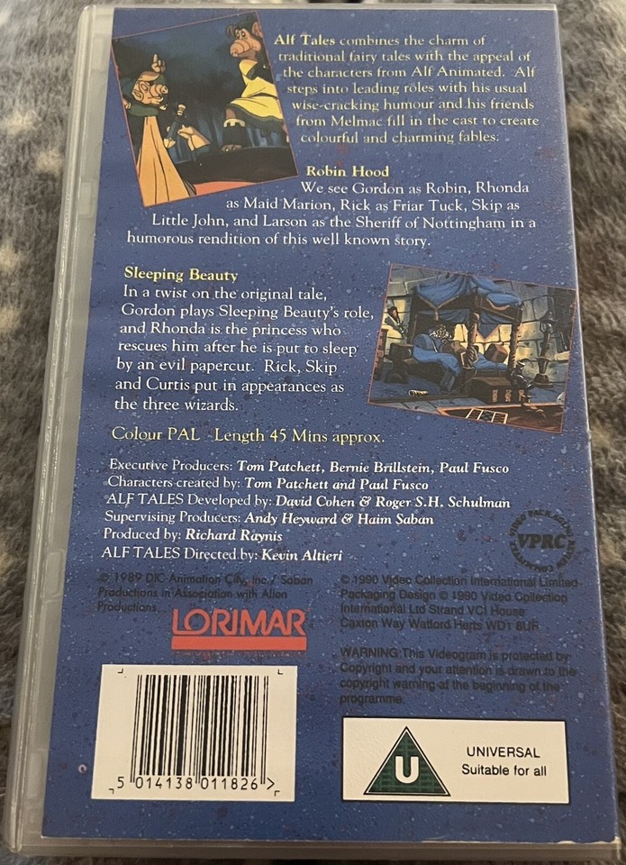 ALF TALES VIDEO VHS RARE CHILDRENS ANIMATED CARTOON ROBIN HOOD SLEEPING ...
