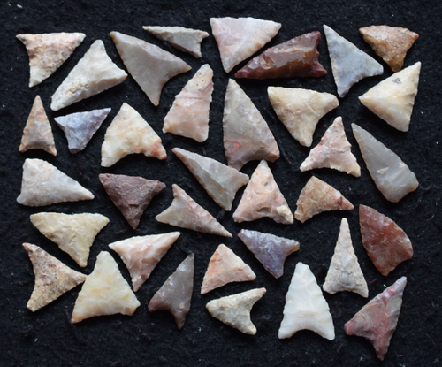 35 common Sahara Neolithic TRIANGULAR projectile points/tools some with ...