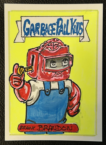 Garbage Pail Kids GPK 1/1 ACEO Sketch Trading Card Brainy Brandon Hand ...