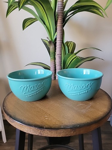 Set Of 2 Mason Craft & More Dinnerware Teal Large 24 oz Bowls Cereal ...