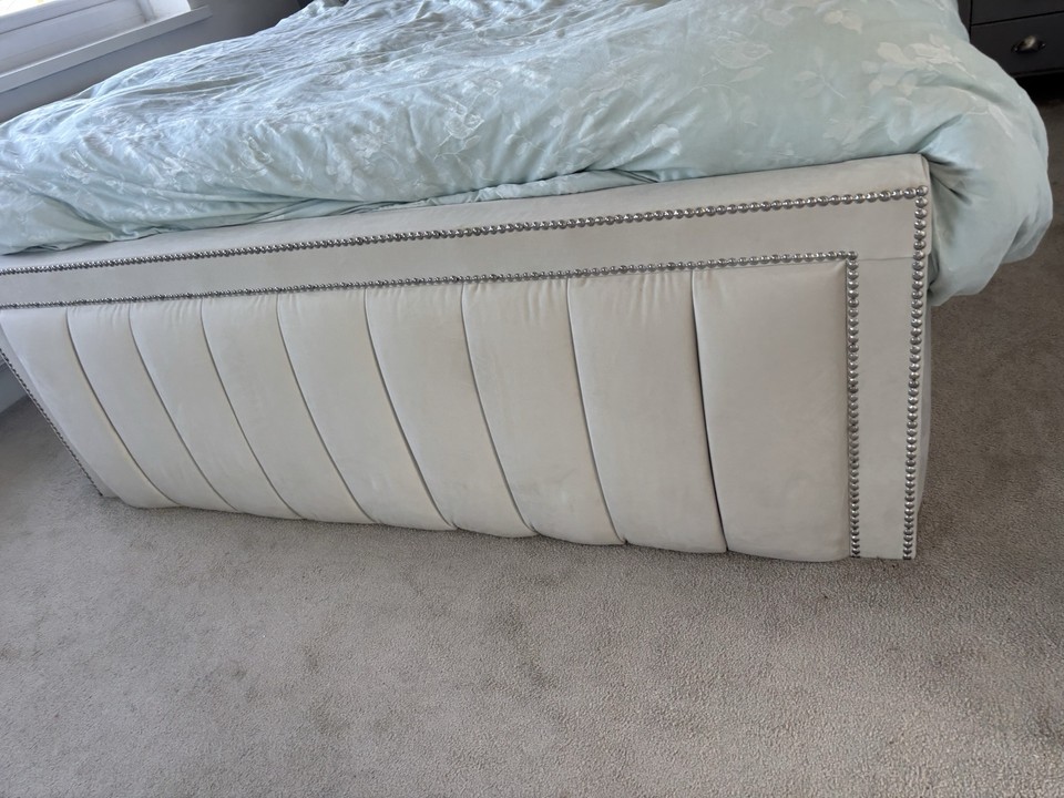 Kingsize 5ft Beige Upholstered Ottoman TV Bed Frame Shell With Mattress ...