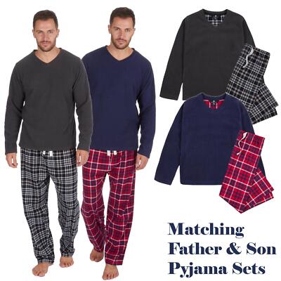 Matching Family Pyjamas PJ Set Father & Son Pajamas Soft Cosy Fleece ...