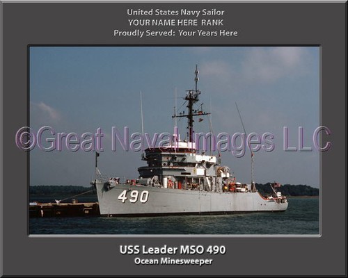 USS Leader MSO 490 Personalized Canvas Ship Photo Print Navy Veteran ...
