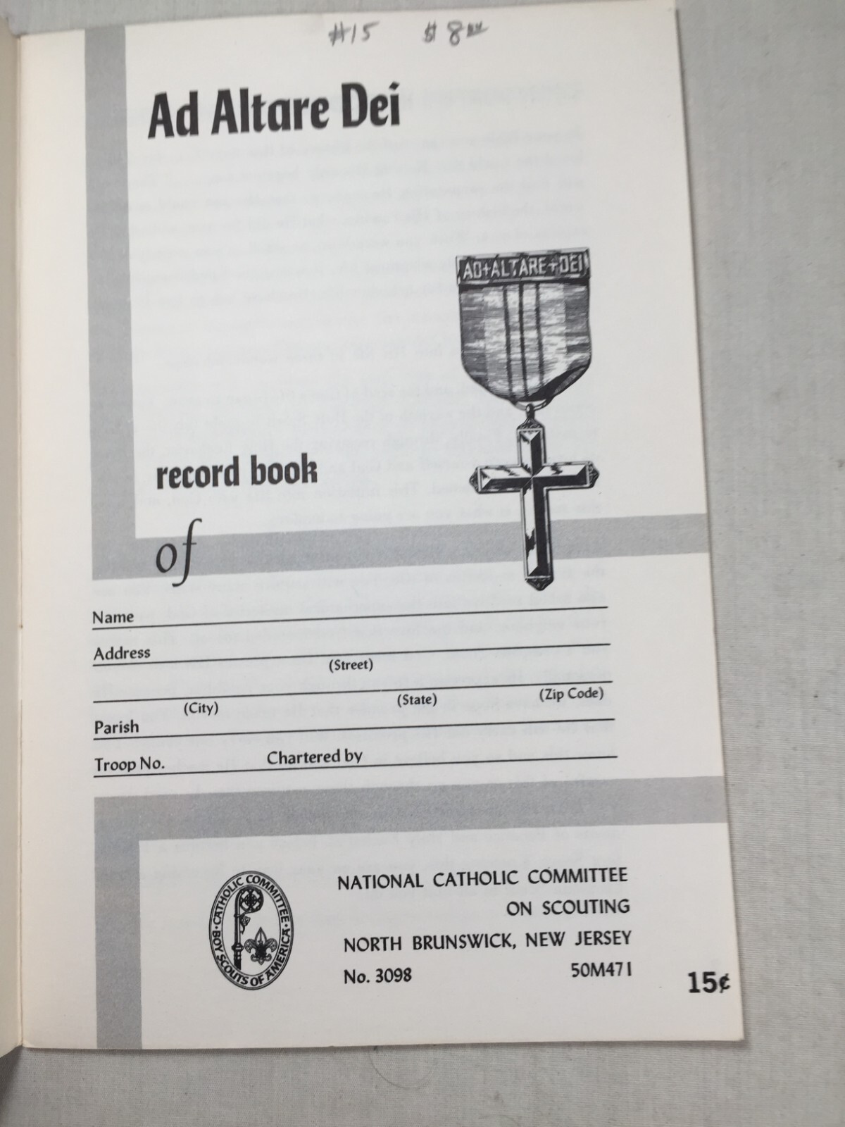 Catholic Ad Altare Dei record book NO3098 Religious award BSA Paperwork ...