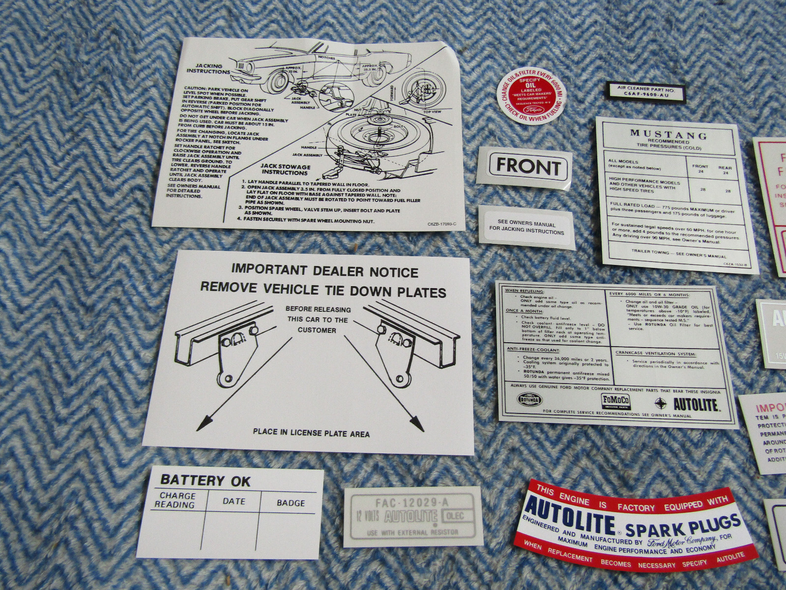 1966 FORD MUSTANG DECAL TAG RESTO KIT 15 Pieces! | eBay