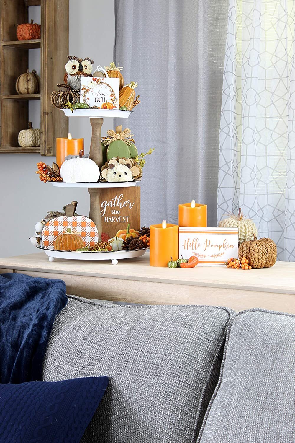 Fall Wood Block Signs 3pk, Small Pumpkin and Harvest Shelf Box Signs ...