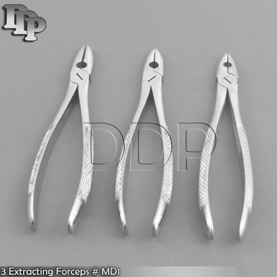 3× Dental Extracting Mead Forceps MD1 Upper Incisors Teeth Surgical ...