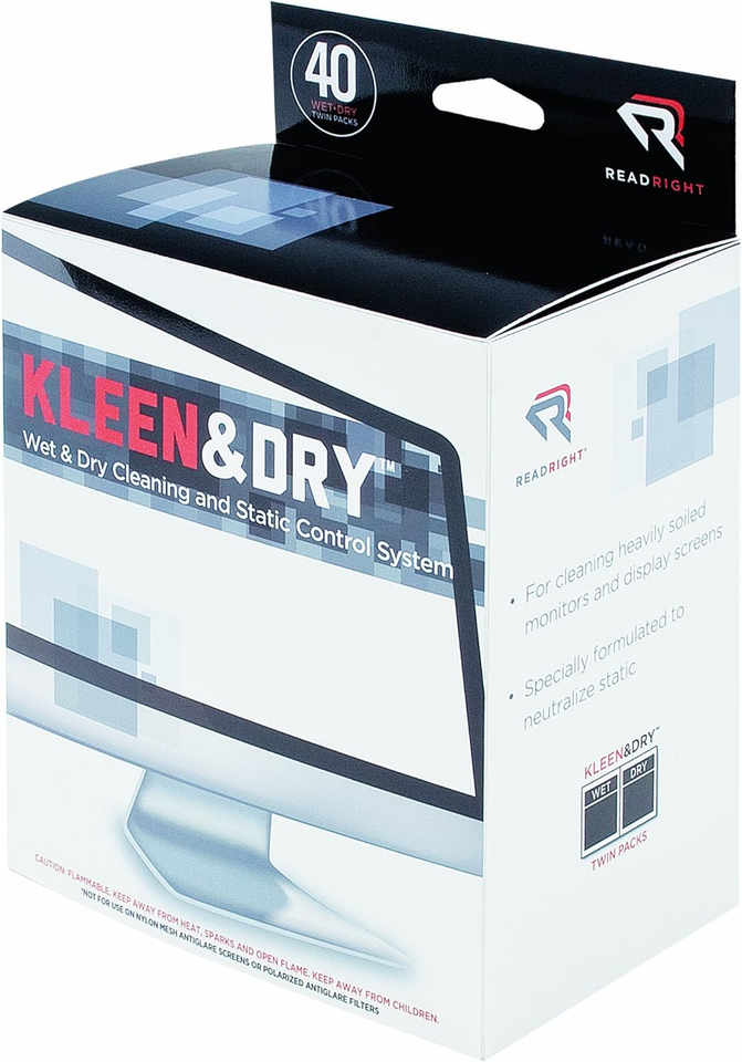 Kleen and Dry Screen Cleaning Wipes, 40 Twin Wipe Packs per Box (RR1305 ...