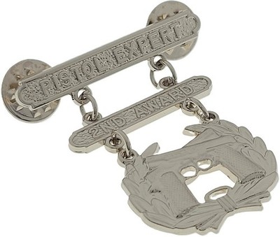 US MARINES PISTOL EXPERT QUALIFICATION SHOOTING BADGE 2ND AWARD BAR ...