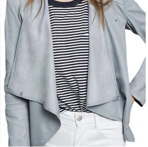 LaMarque Gray Snap Front Leather Jacket Size M | eBay