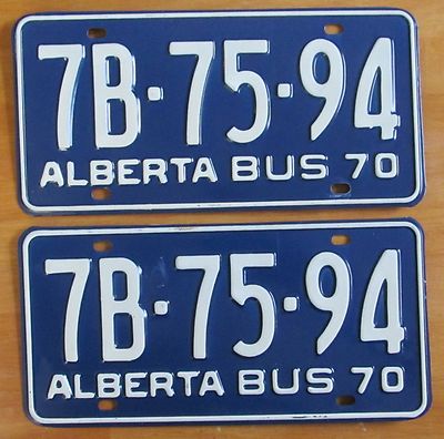 Alberta 1970 BUS License Plate PAIR # 7B-75-94 | eBay