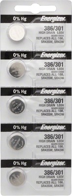 Energizer 386 / 301 Silver Oxide High-Drain Battery 1.55v: Card of 5 | eBay