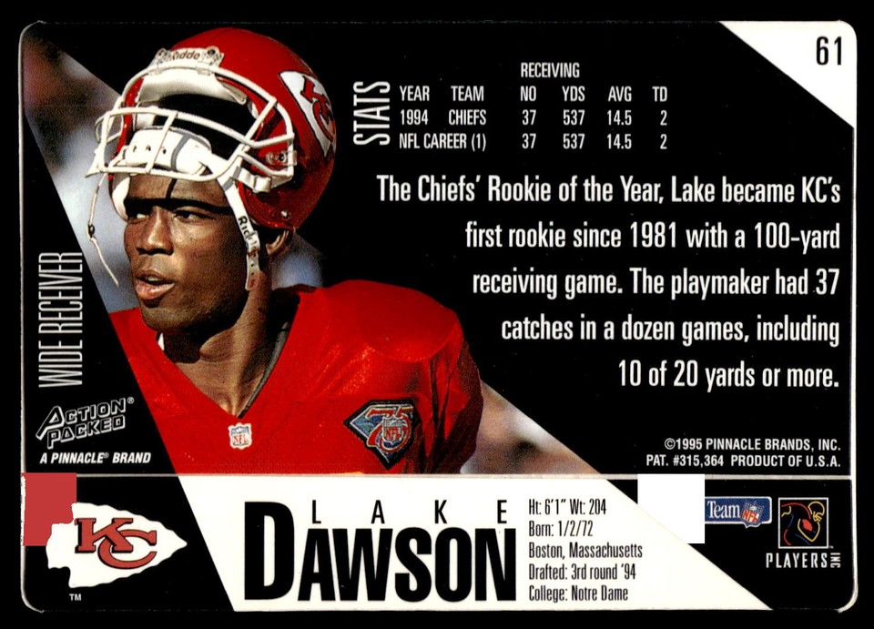 1995 Action Packed #61 Lake Dawson Near Mint or Better | eBay