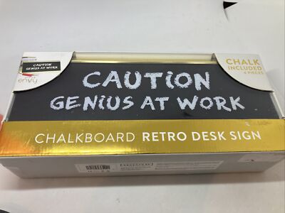 CHALKBOARD RETRO DESK SIGN, “Caution Genius At Work” Or Make Your Own ...