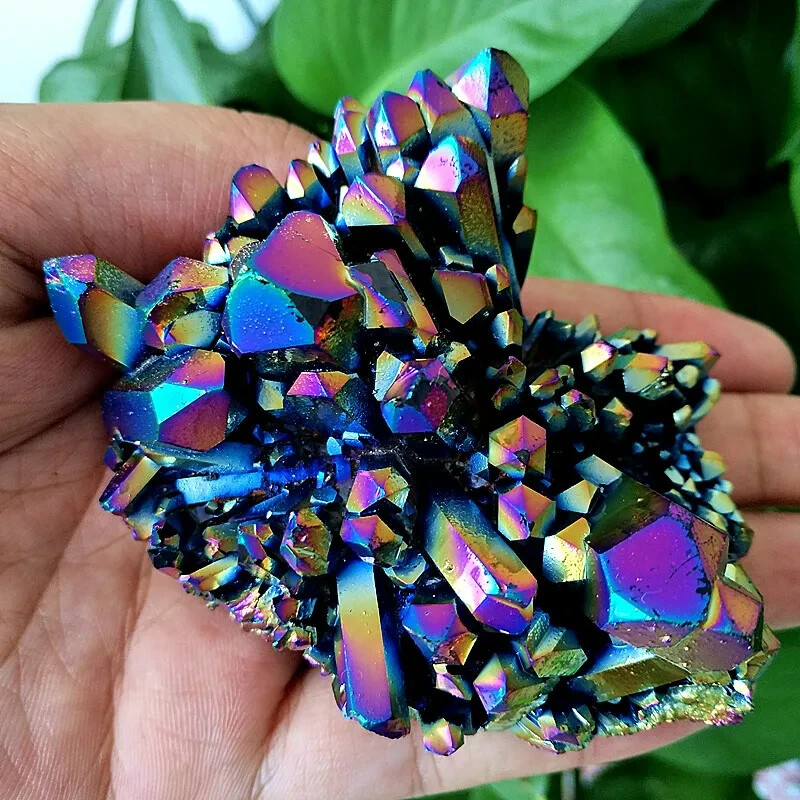 Natural Quartz Crystal Rainbow Titanium Cluster Mineral Specimen Reiki ...