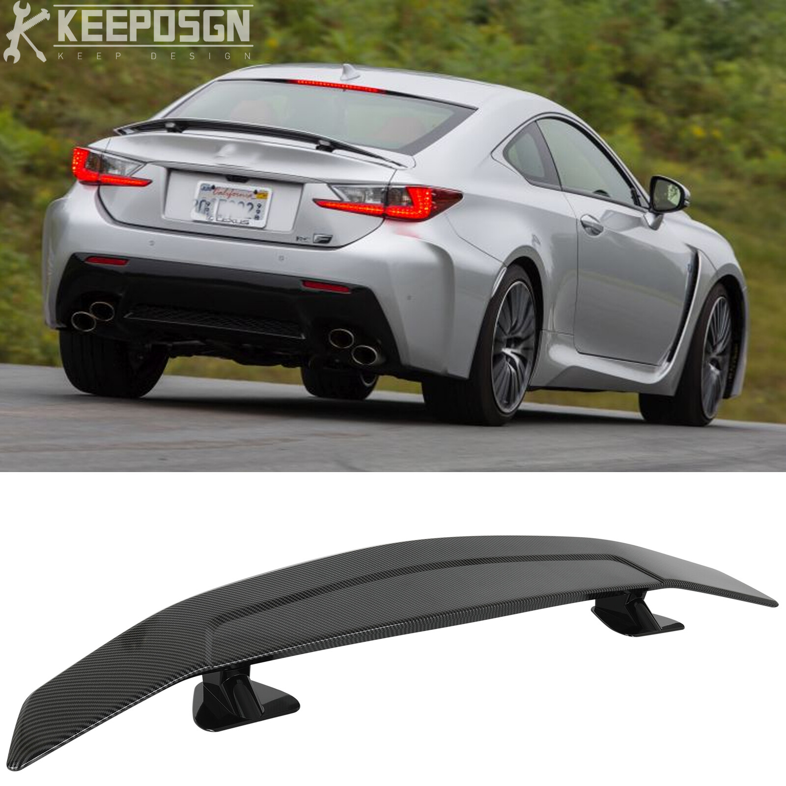 For Lexus RC-F 2015-2024 46" Carbon Fiber Rear Trunk Spoiler GT Racing ...