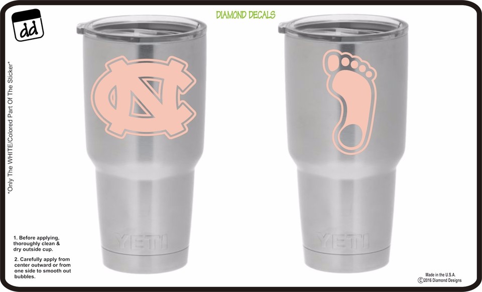 UNC Tarheels North Carolina (Set of 2) Vinyl Decals for Yeti Tumblers ...