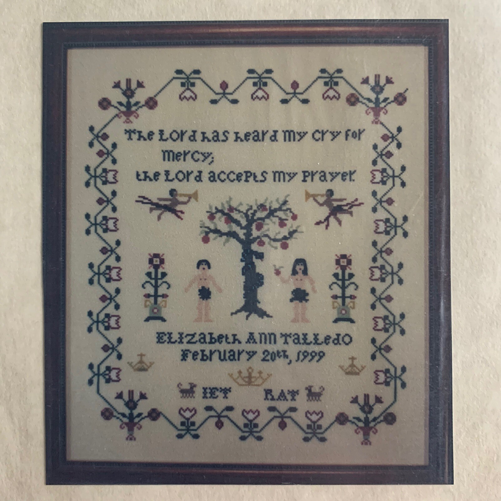 Adam and Eve Cross Stitch Sampler Chart Pattern by Finger Work - HTF | eBay