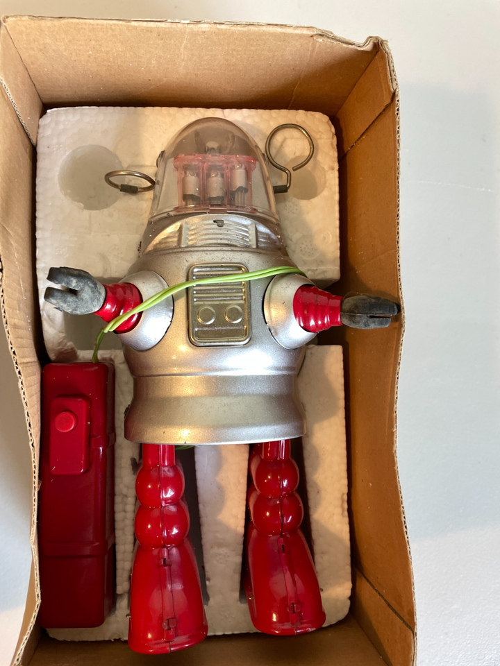Silver Piston Action Robot Robby the Robot Tin Battery Operated ...