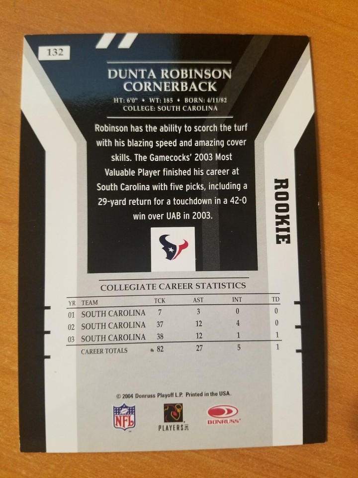 2004 Donruss Elite RC Dunta Robinson Rookie Card #132 330/500 | eBay