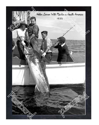 Historic Helen Lerner With Marlin in South America 1935 fishing ...