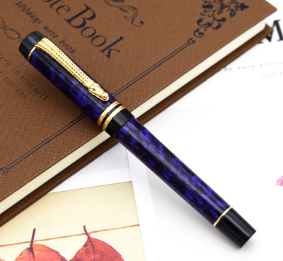 Crocodile 806 Blue Marble Celluloid Fountain Pen Case Set, M Nib ...
