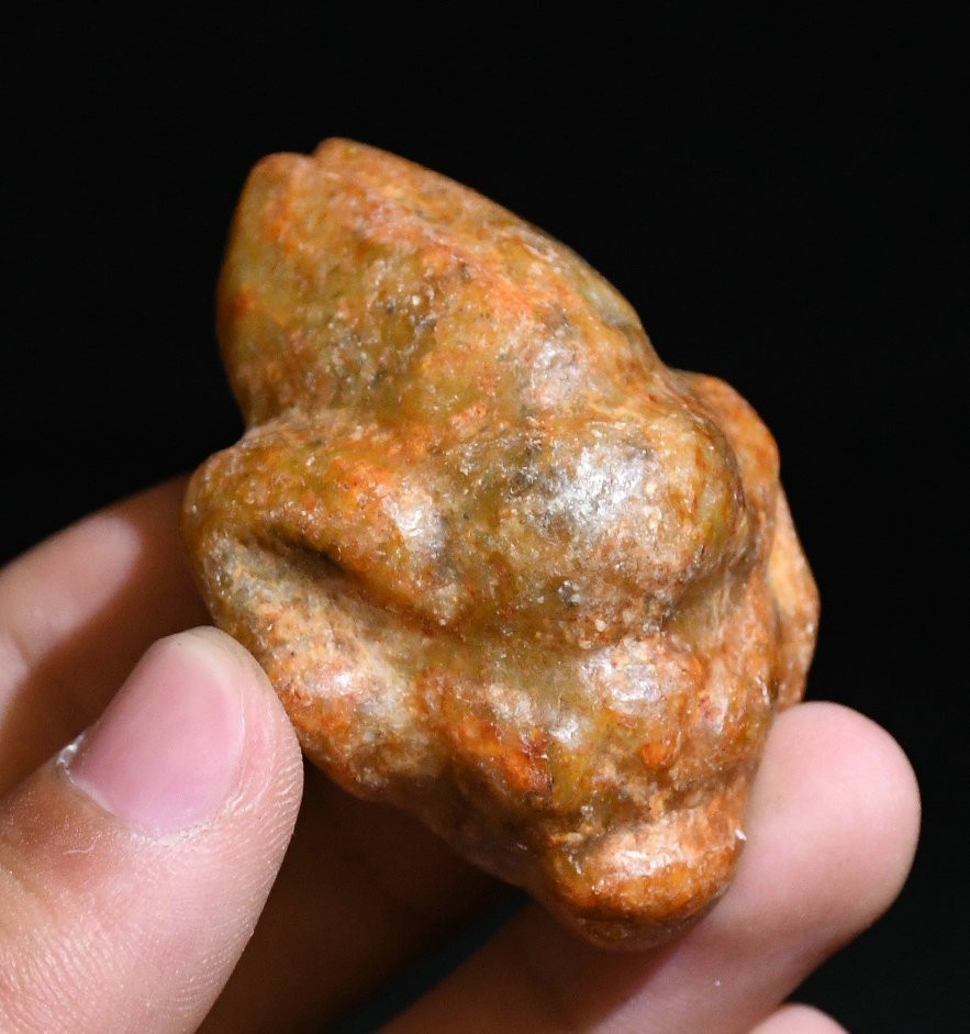 5.5CM Chinese Hongshan Culture Old Jade Carved Beast Animal Head Amuelt ...