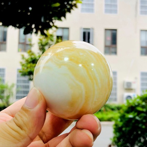 307g Natural Yellow Calcite Orange Quartz Sphere Crystal Ball Healing ...