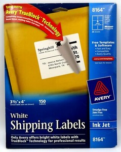 Avery 8164, White Shipping Labels, 3 1/3" x 4", 25 Sheets, 150 Total ...