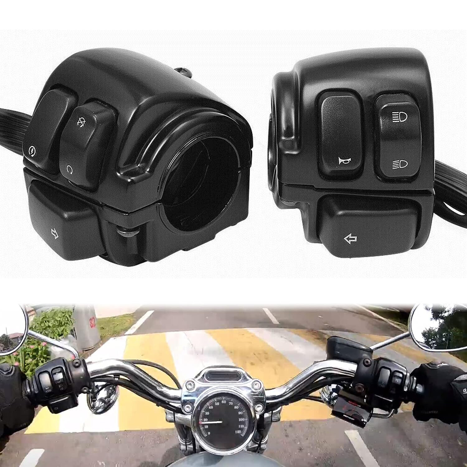 1" Handlebar Switches Control For 1996-2012 Harley Softail Dyna ...