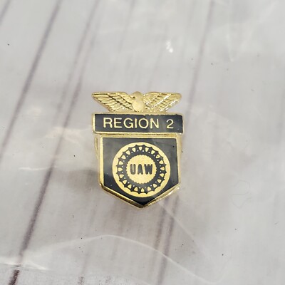 UAW Tie Tack Lapel Pin United Auto Workers Region 2 Eagle Shield Blue ...