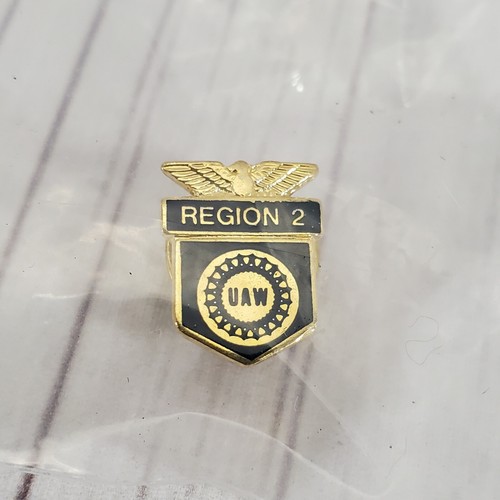 UAW Tie Tack Lapel Pin United Auto Workers Region 2 Eagle Shield Blue ...