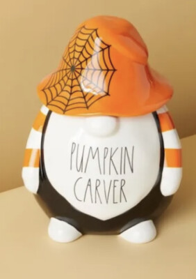 New Rae Dunn Gnome Pumpkin Carver Cookie Jar Canister Halloween 11 ...