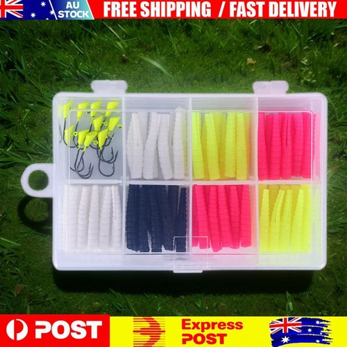 Silicone Artificial Lure Kits Includes 70 Split Tail Grub Worms 10 ...