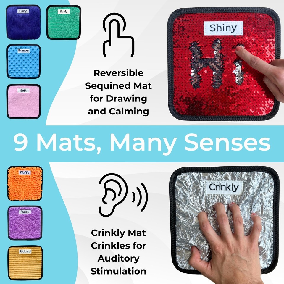 9 Labeled Sensory Mats w/Lesson Plans, Sensory Toys for Kids with ...
