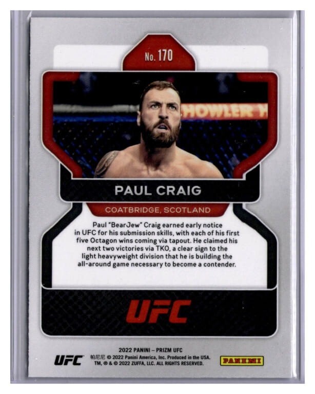 2022 Prizm UFC Paul Craig Card #170 Rookie RC | eBay