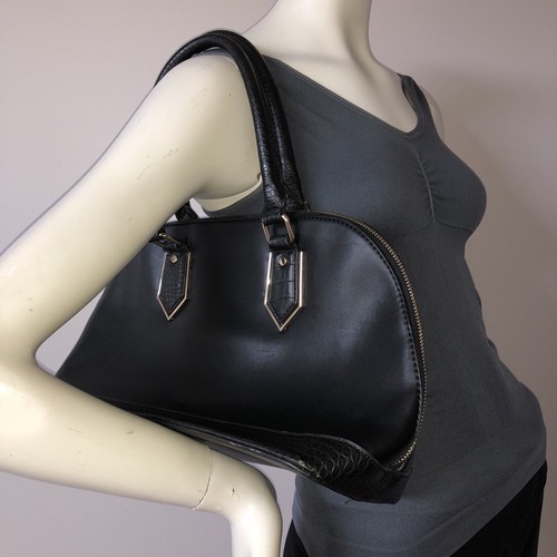 KELLY & KATIE Purse Handbag Black Dome-style Top-zip Pockets Roomy 14 ...