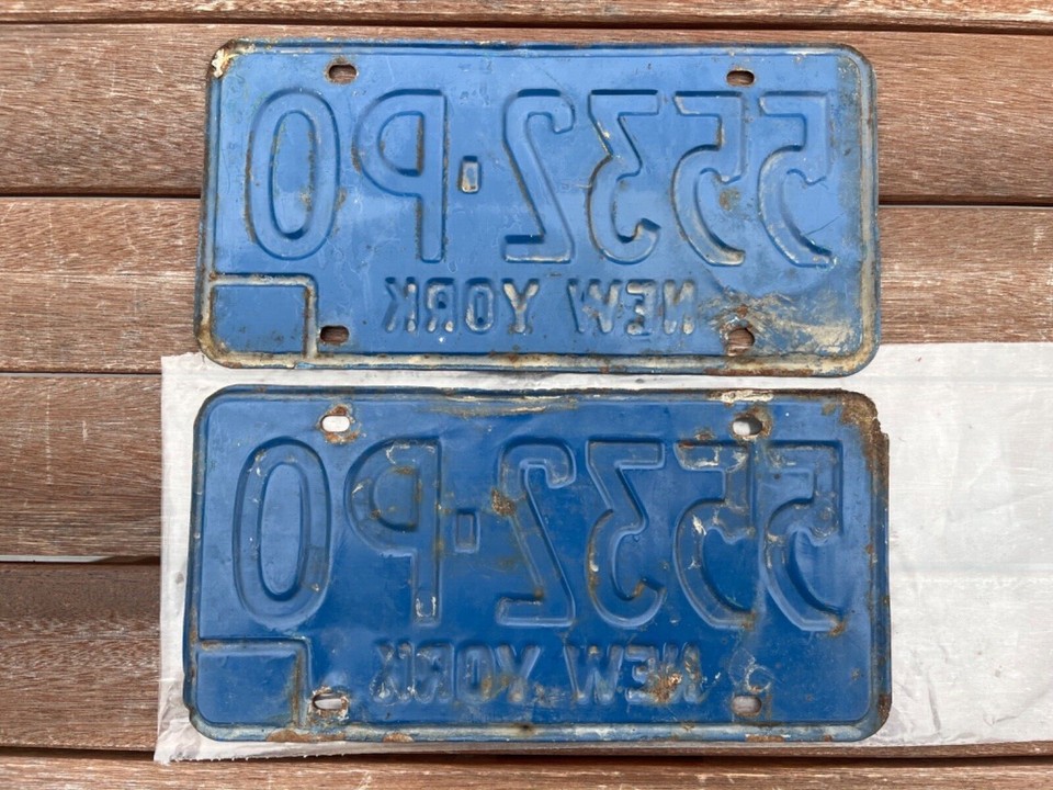1966-1973 New York license plates matched pair blue plates 5532 PO | eBay