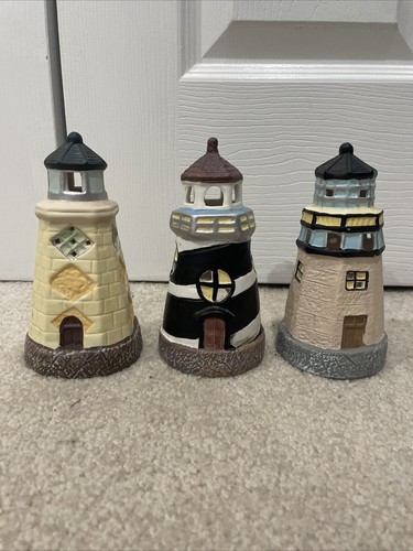 3 Ceramic Tea Lights Lighthouse | eBay