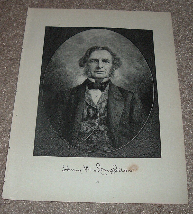 1895 Print HENRY WADSWORTH LONGFELLOW Portrait + Facsimile Signature | eBay