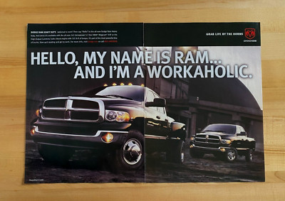 2003 Print Ad Dodge Ram HELLO MY NAME IS RAM I'M A WORKAHOLIC | eBay